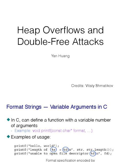 heap overflows and double free attacks yan huang pdf pointer computer programming c