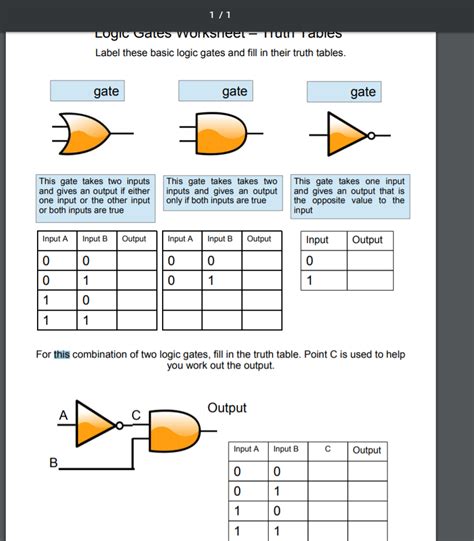 logic gates worksheet and answers updated