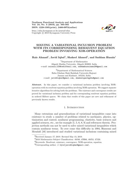 pdf solving a variational inclusion problem with its corresponding resolvent equation problem