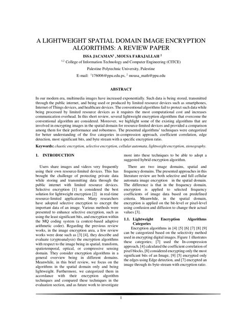 pdf a lightweight spatial domain image encryption algorithms a review paper