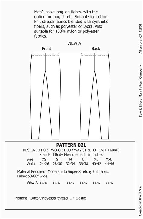 Mens Tights Leggings Sewing Pattern Pdf Etsy