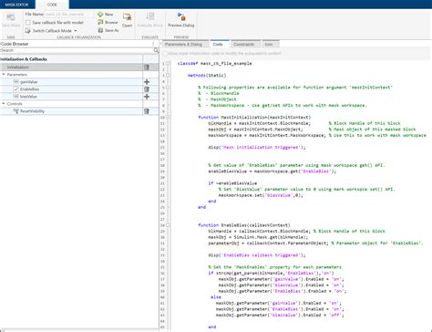 organize mask initialization and callbacks in a matlab file matlab and simulink