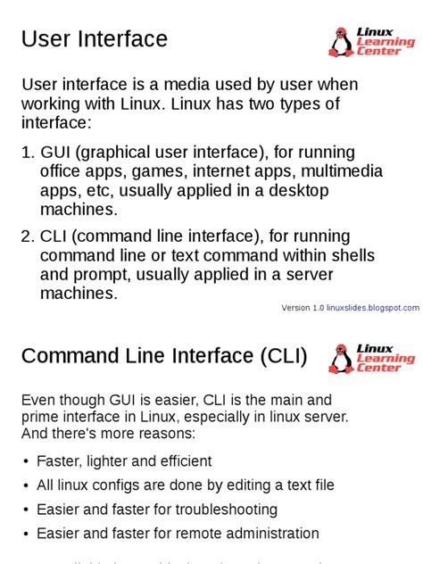 linux user interface command line interface graphical user interfaces