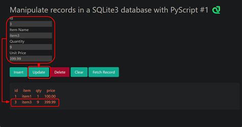 python pyscriptでsqlite3データベースのレコードを操作するには[pyscript python sqlite3 pandas]