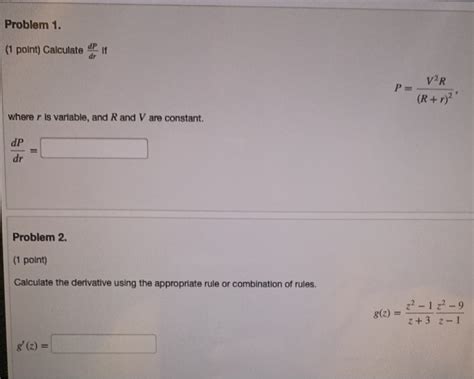 solved problem 1 1 point calculate dp dr v2r r r where