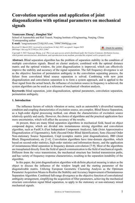 pdf convolution separation and application of joint diagonalization with optimal parameters on