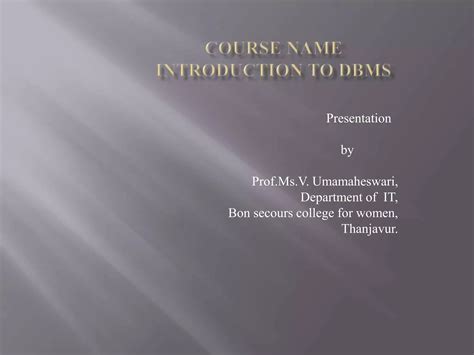 Introduction To Dbms PPT