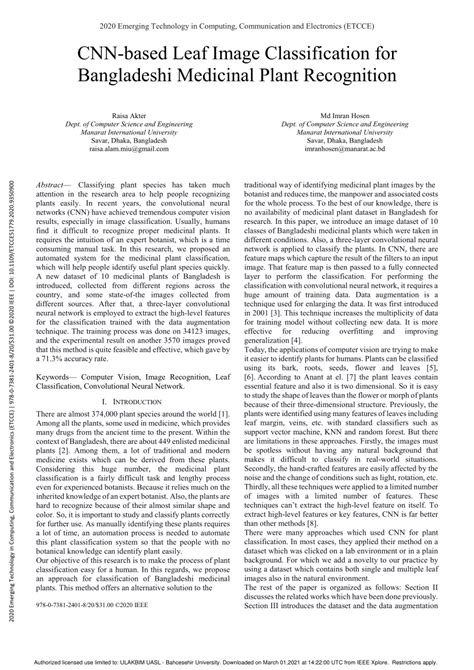 pdf cnn based leaf image classification for bangladeshi medicinal plant recognition