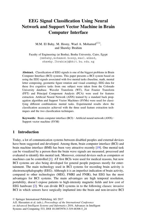 pdf eeg signal classification using neural network and support vector machine in brain