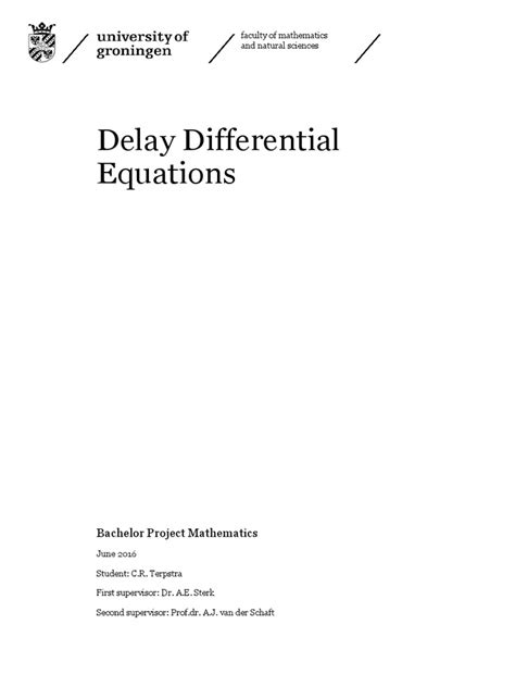 analysis of delay differential equations in a bachelor s thesis pdf eigenvalues and