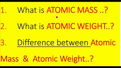 Difference Between Atomic Mass Atomic Weight Atomic Mass CBSE 9