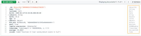 what are the data types in mongodb