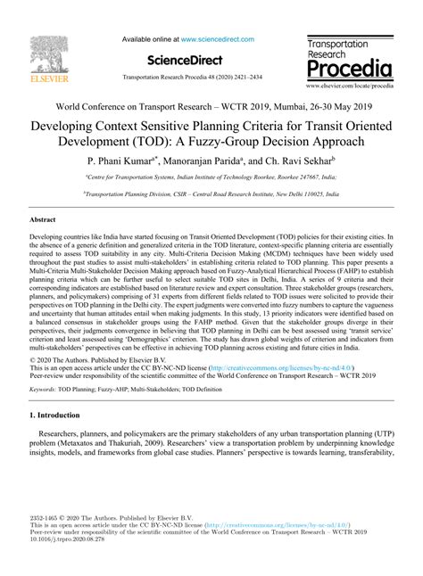 pdf developing context sensitive planning criteria for transit oriented development tod a