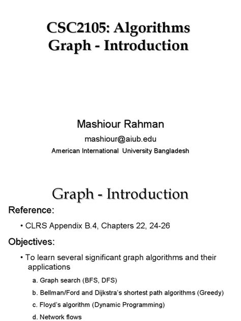 csc2105 algorithms graph introduction pdf computer science vertex graph theory