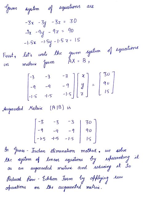[solved] solve the system using gaussian elimination or gauss jordan course hero