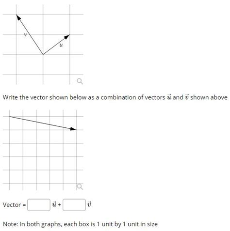 solved write the vector shown below as a combination of vectors u⃗ and v⃗ shown above vector