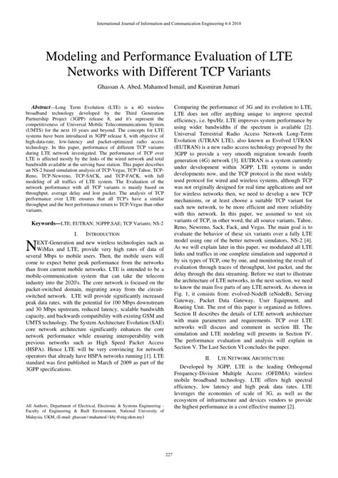 pdf modeling and performance evaluation of lte networks with different tcp variants