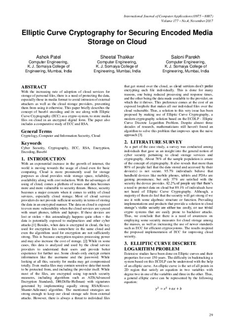 pdf elliptic curve cryptography for securing encoded media storage on cloud sheetal thakkar