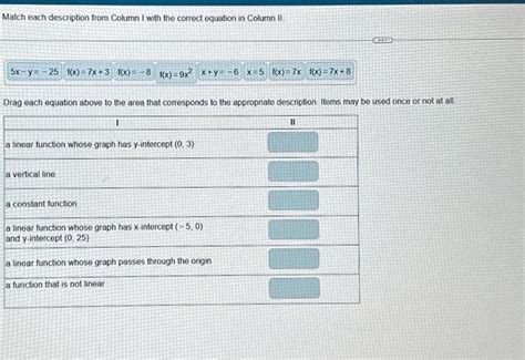 solved match each description from column i with the correct