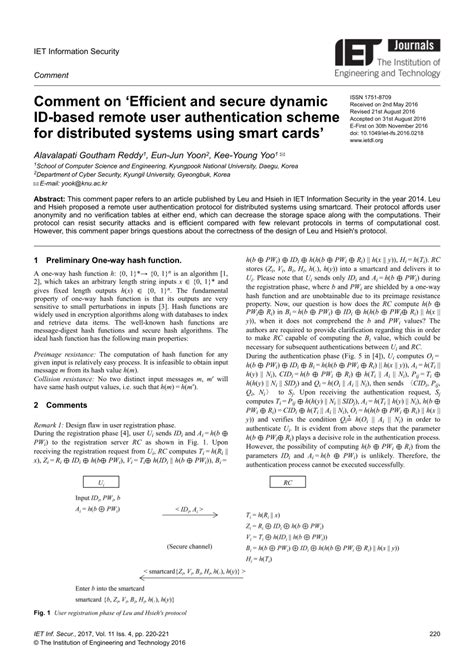 pdf comment on efficient and secure dynamic id based remote user authentication scheme for