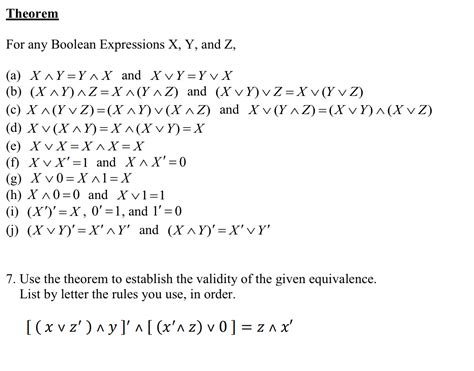 solved theorem for any boolean expressions x y and z a