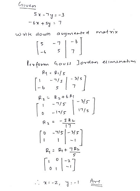 [solved] solve the system using gaussian elimination or gauss jordan course hero
