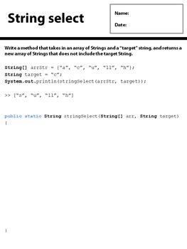 AP Computer Science A Java String Practice String Selection By