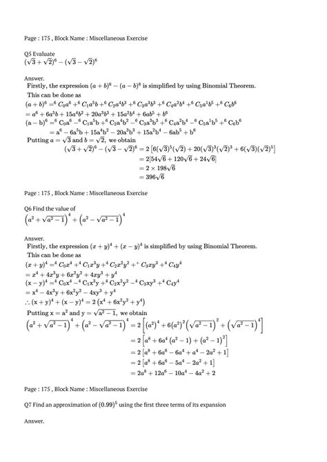 ncert solutions for class 11 maths chapter 7 binomial theorem pdf