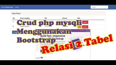 crud sederhana relasi 2 tabel php mysqli template bootstrap dr production youtube