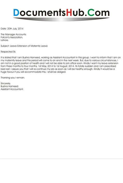 Application For Leave Extension SampleDocumentsHub