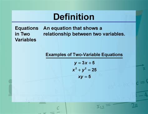 definition equation concepts equations in two variables media4math