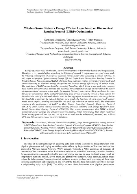 pdf wireless sensor network energy efficient layer based on hierarchical routing protocol lhrp