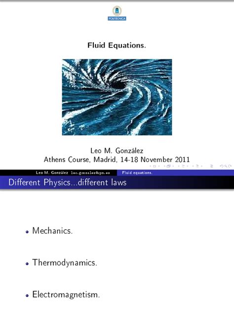 fluid equations leo m gonzález leo gonzalez upm es fluid equations pdf fluid dynamics