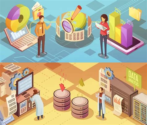 Data Analysis Isometric Stock Vector Macrovector 58781035