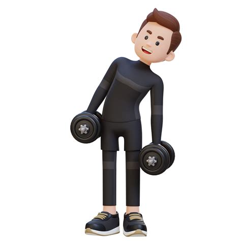 3d Sportsman Character Performing Dumbbell Side Bend 24999766 Png