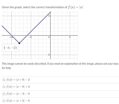 [answered] given the graph select the correct transformation of f x x kunduz