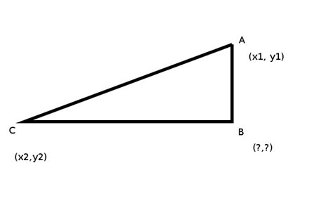 trigonometry determine the third point in right triangle only knowing the coordinates of the