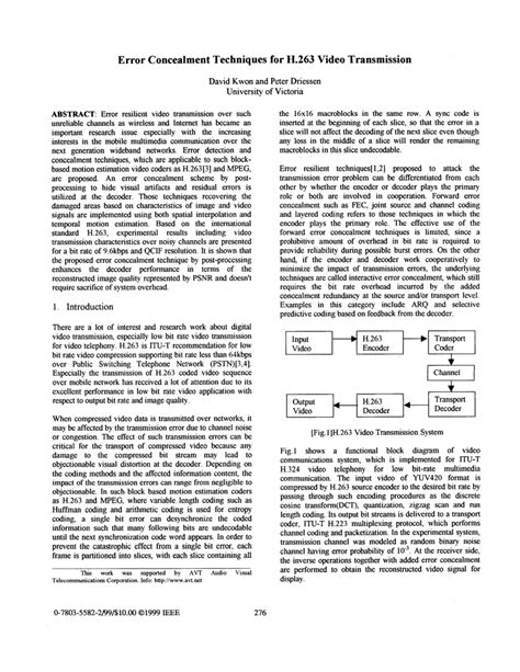 pdf error concealment techniques for h 263 video transmission