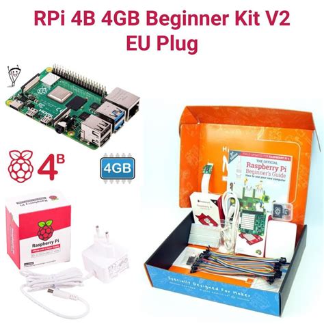 raspberry pi 4 model b 4gb beginner kit v2 eu plug