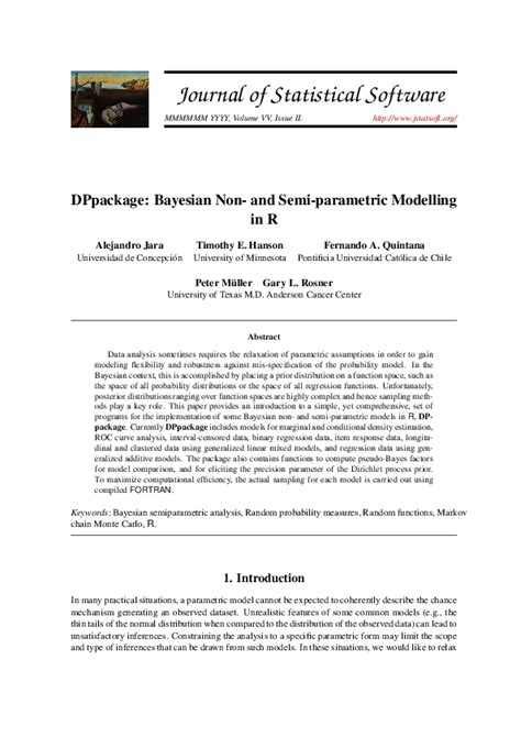pdf dppackage bayesian non and semi parametric modelling in r alejandro jara