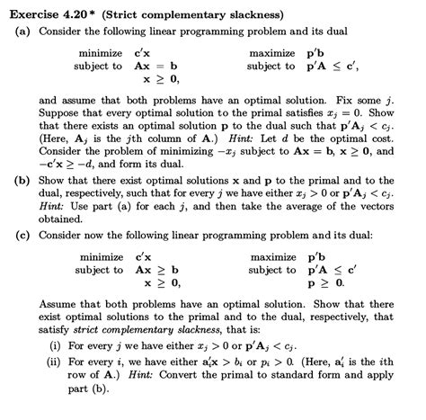 solved exercise 4 20 strict complementary slackness a