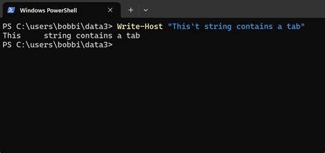 powershell how to use write host and display tab character collecting wisdom