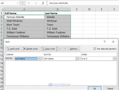 How To Sort By Last Name In Excel 4 Methods ExcelDemy