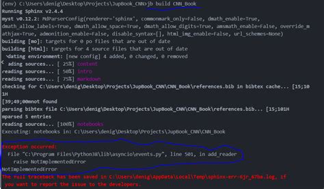 Jupyter Book Build NotImplementedError On Windows Python 3 8 Issue
