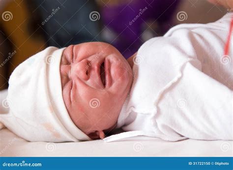 Newborn Baby Crying On The Bed Stock Photo Image 31722150
