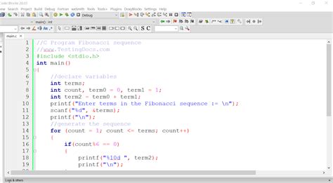 c program to generate fibonacci sequence into rows and columns