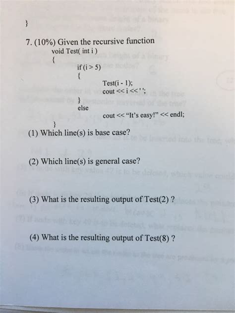 solved given the recursive function void test int i {if i