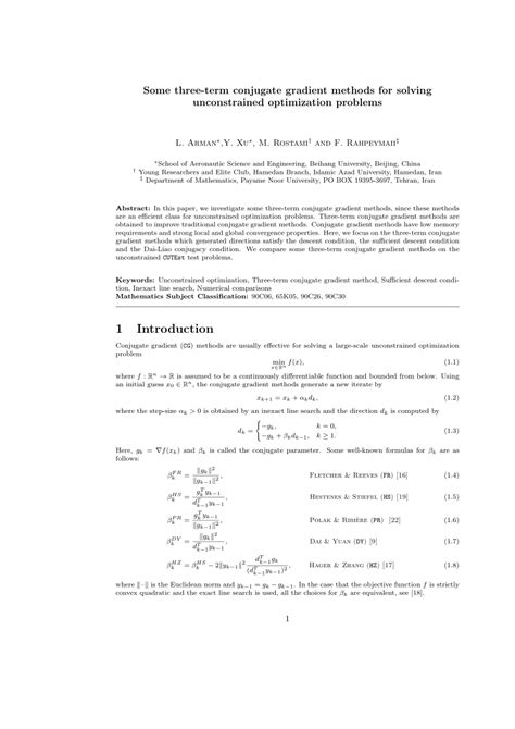 pdf some three term conjugate gradient methods for solving unconstrained optimization problems