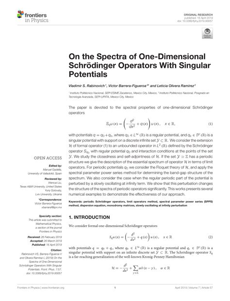 [pdf] on the spectra of one dimensional schrödinger operators with singular potentials