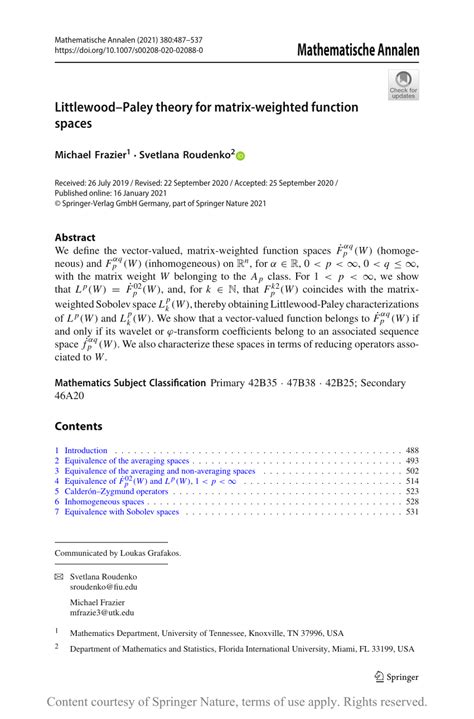 littlewood paley theory for matrix weighted function spaces request pdf